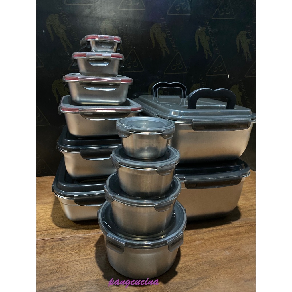 Pangcucina Stainless Steel 304 Food Grade Leak Proof Round Food ...