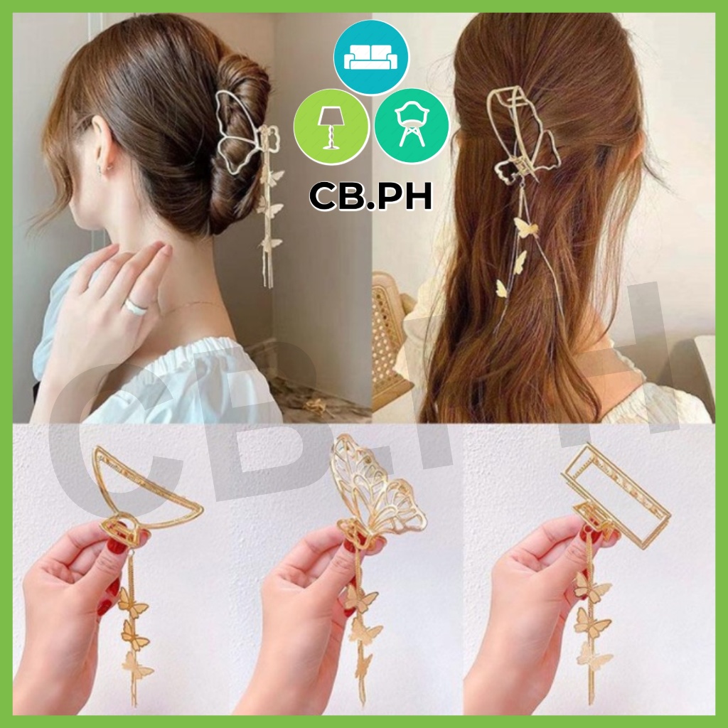 CB.PH 1pc Stylish Butterfly Hair Clips Metal Claw Clip Big Nonslip Gold ...