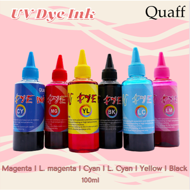 QUAFF Dye Ink UV Ink 100ml 6colors Universal Dye Ink for All Printers (C,M,Y,K,LC,LM) | Shopee ...
