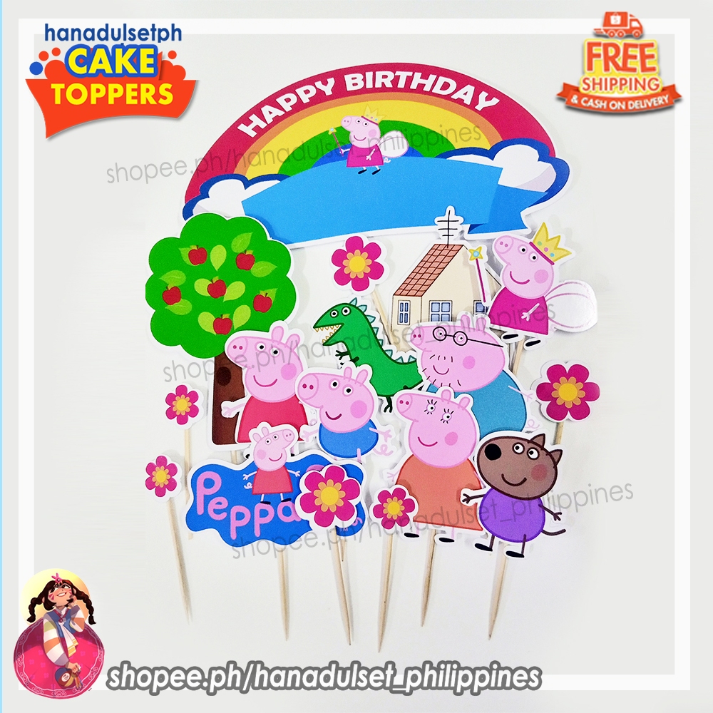 Peppa Pig Cake Toppers [ set ] ♥ hanadulset | happy birthday | Shopee ...
