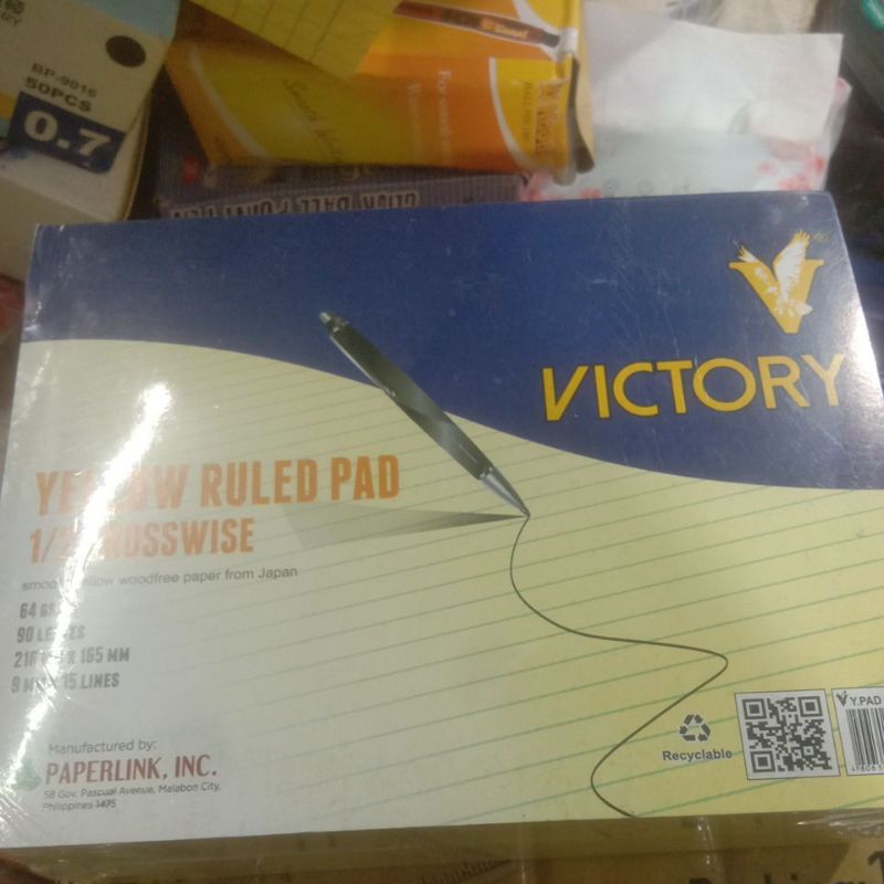 Victory yellow pad crosswise 90 leaves 10 pads one ream | Shopee ...