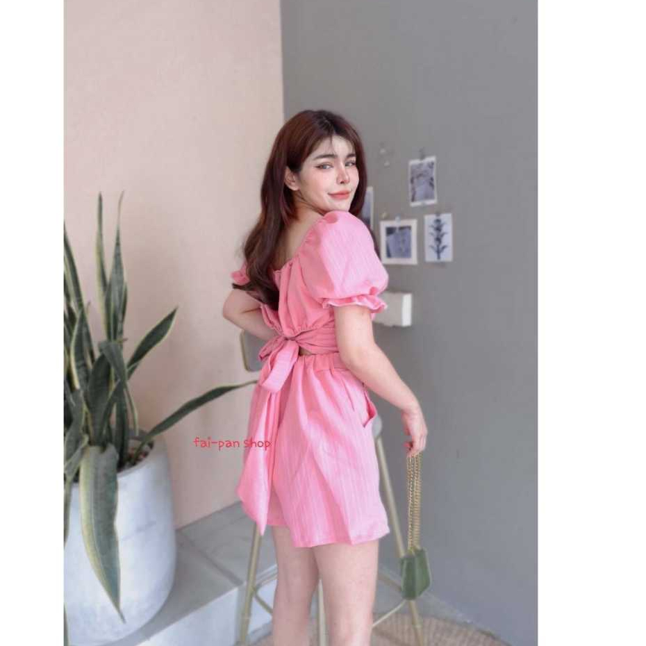Bangkok Puff Sleeve Self Tie Back Terno Shorts Set #08 Bangkok Terno ...