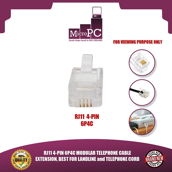 MICRO PC RJ11 4-PIN 6P4C MODULAR TELEPHONE CABLE EXTENSION, BEST FOR ...