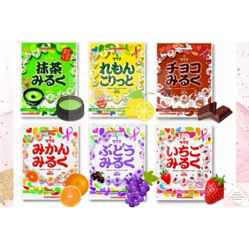 SAKUMA CHOCOLATE AND MATCHA STRAWBERRY ORANGE GRAPES MUSCAT MILK CANDY ...