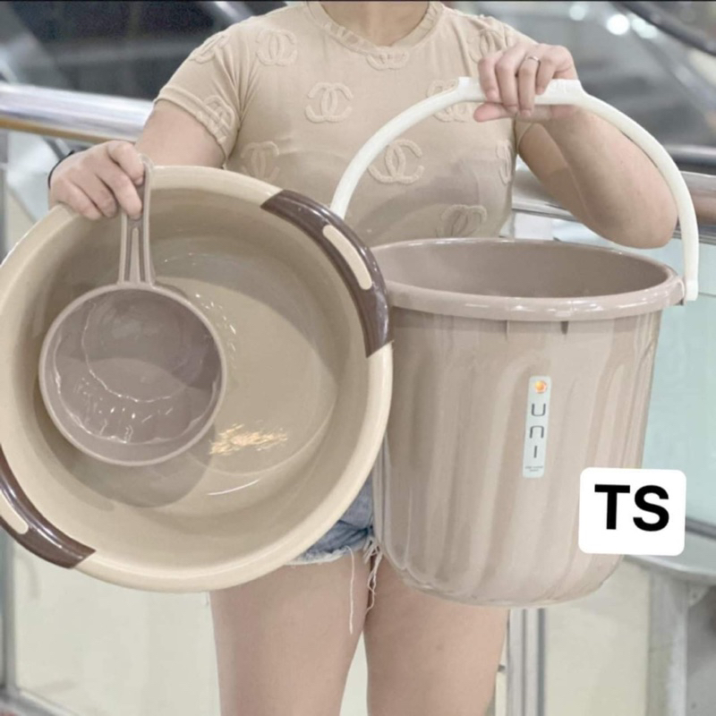 Aesthetic Basin,Bucket,Water Dipper 3 in 1 Set | Shopee Philippines