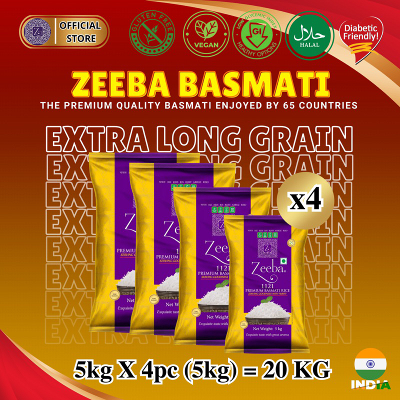 Zeeba Premium Basmati Rice20kg (Extra Long) with Freebies | Shopee ...