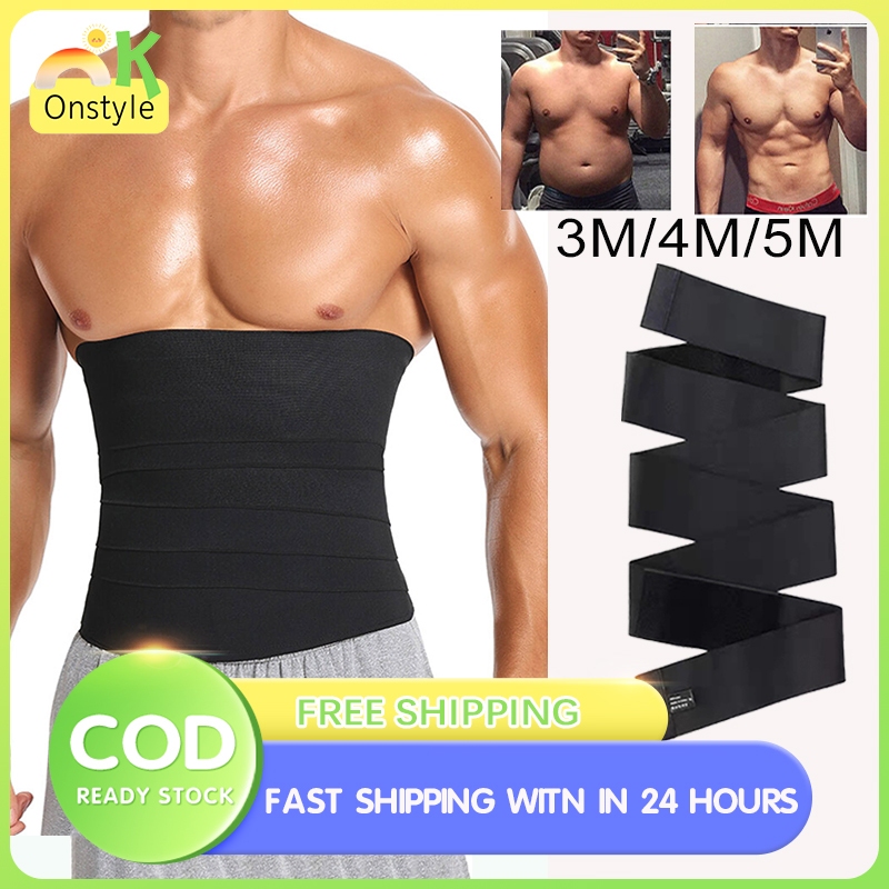 Men’s Body Shaper Waist Trainer Abdomen Sauna Sweat Snatch Bandage Wrap ...