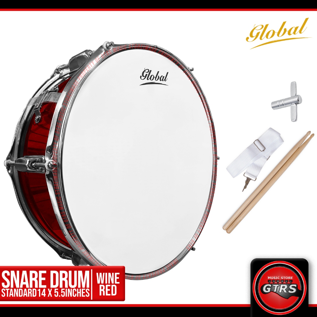 Global 14x5.5" Snare Drum with free Drumsticks and Drumkey | Shopee Philippines