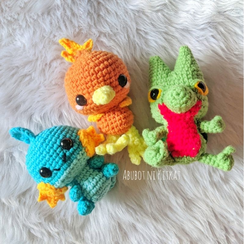 Pokemon Crochet Gen 3 Starters • Torchic, Mudkip, and Treecko Amigurumi ...