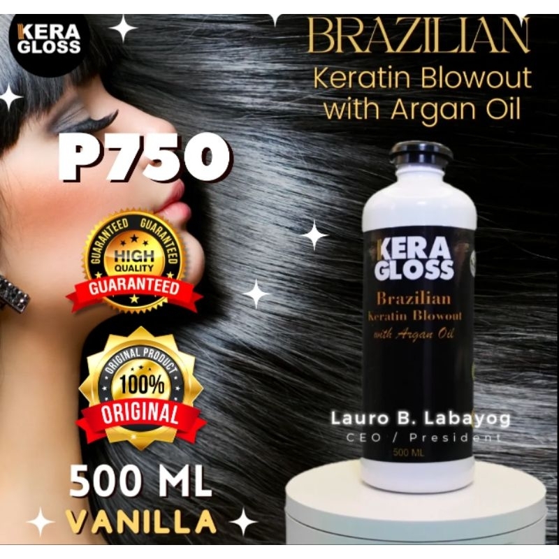 KERAGLOSS BRAZILIAN KERATIN BLOWOUT with Argan Oil 1000ml | Shopee ...
