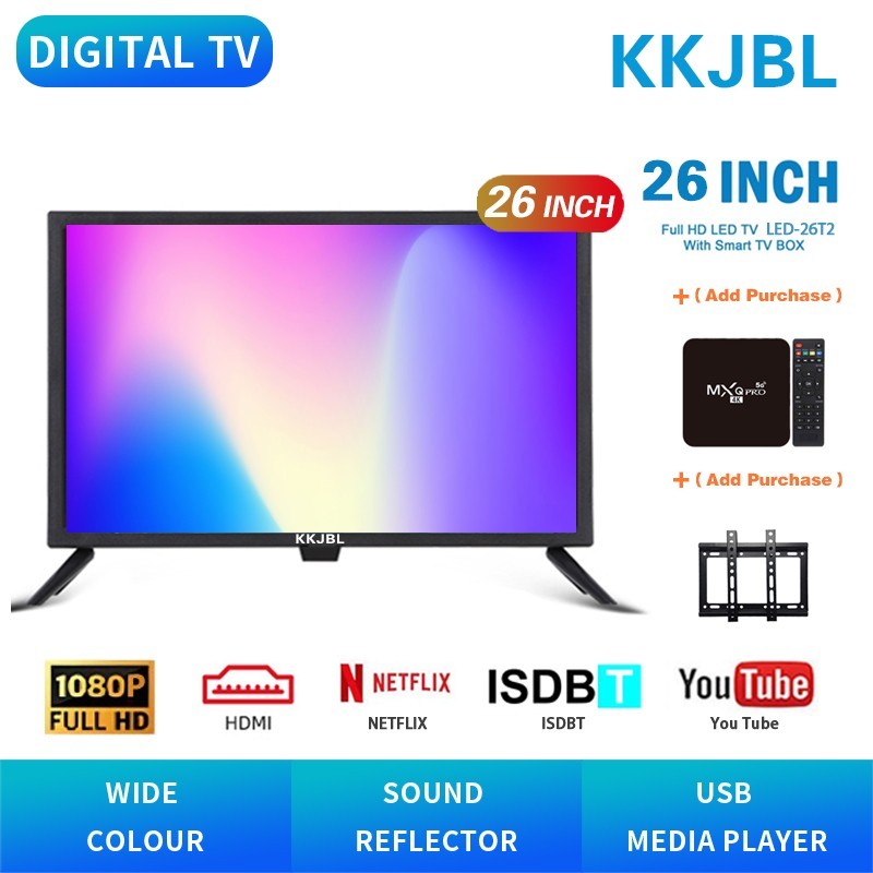 KKJBL&JEAANSP 26 inch HD Digital TV with VGA & HDMI+Smart TV BOX& Free ...