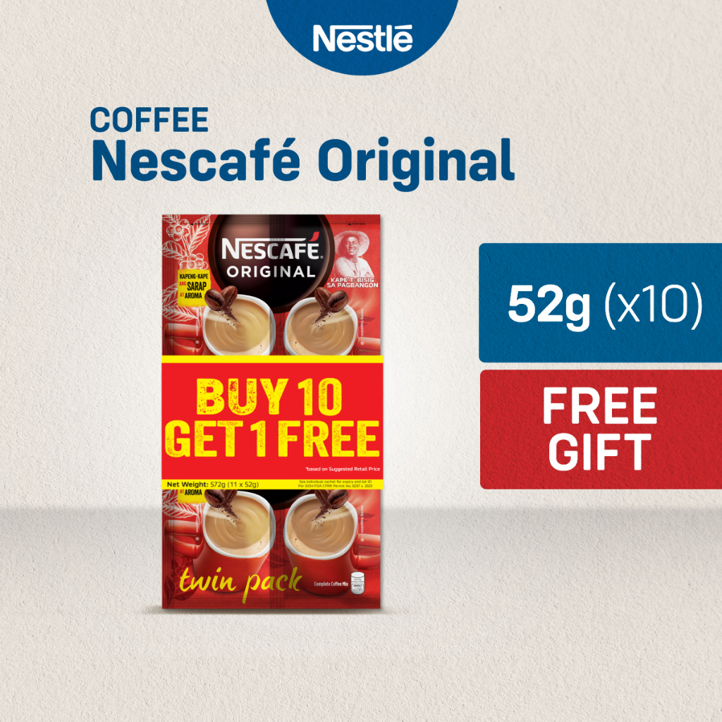 Nescafe Original 3-in-1 Coffee Twin Pack 52g - Buy 10, Get 1 FREE | Shopee Philippines