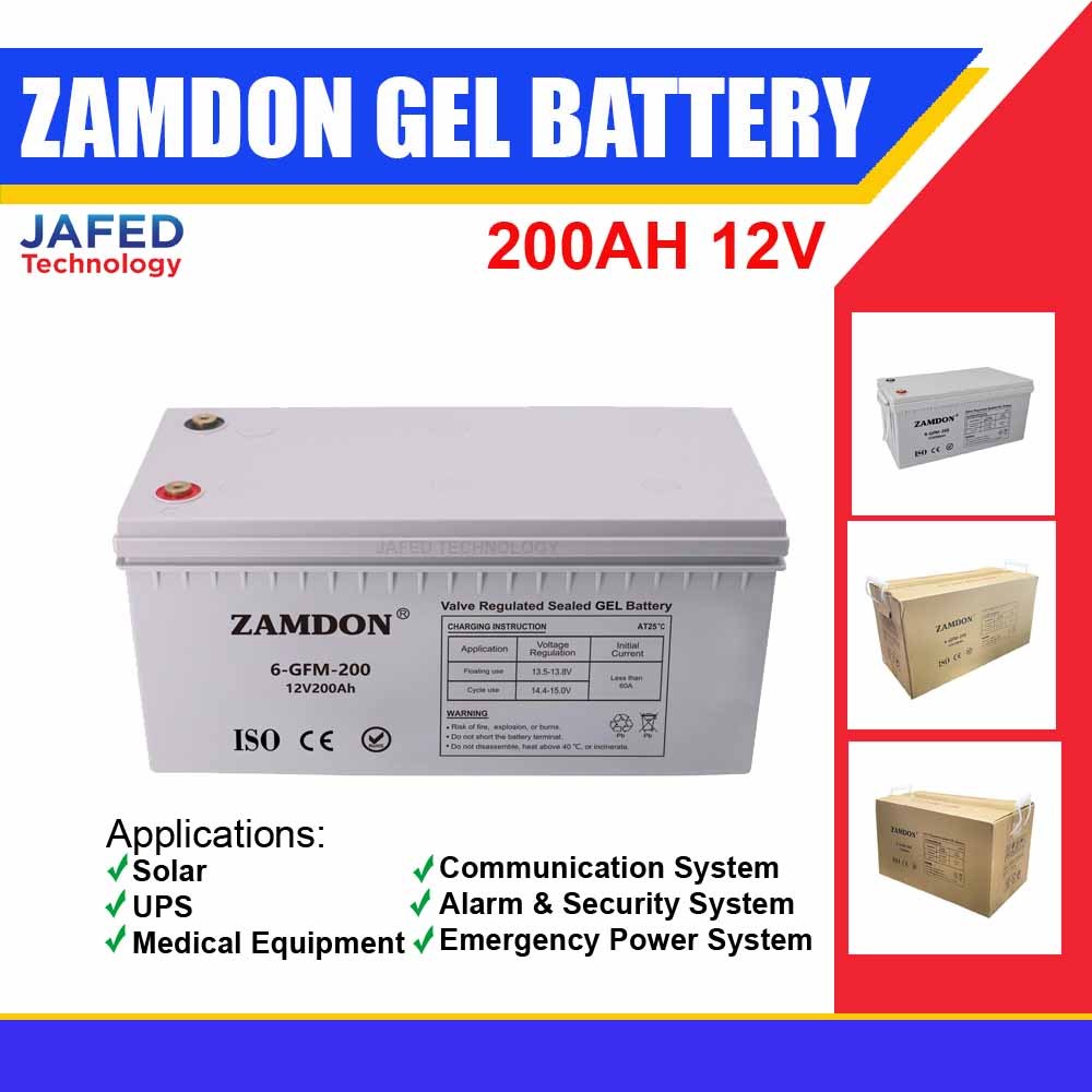 Gel Battery Zamdon 200AH 12V Lead Acid Deep Cycle VRLA Solar UPS ...