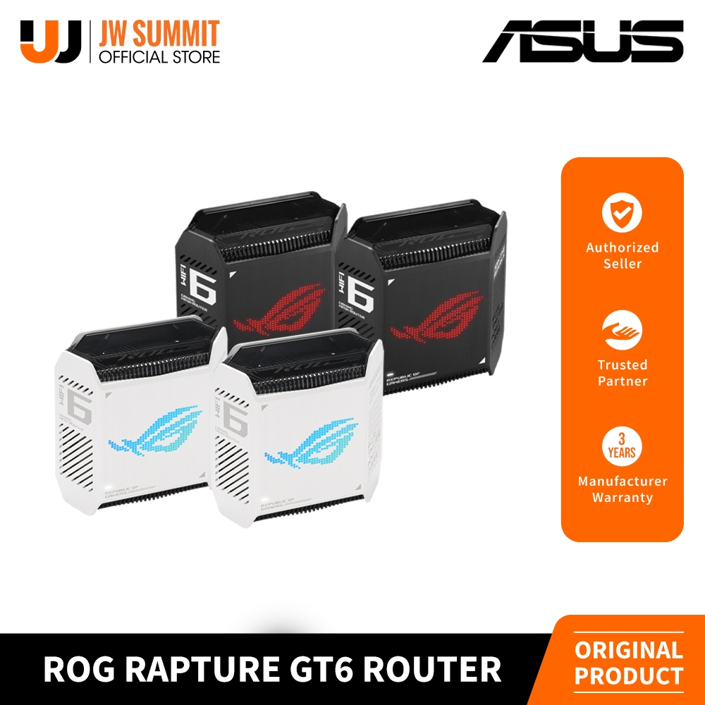 Asus ROG Rapture GT6 2-Pack Tri Band Aura RGB WiFi 6 Mesh WiFi System ...