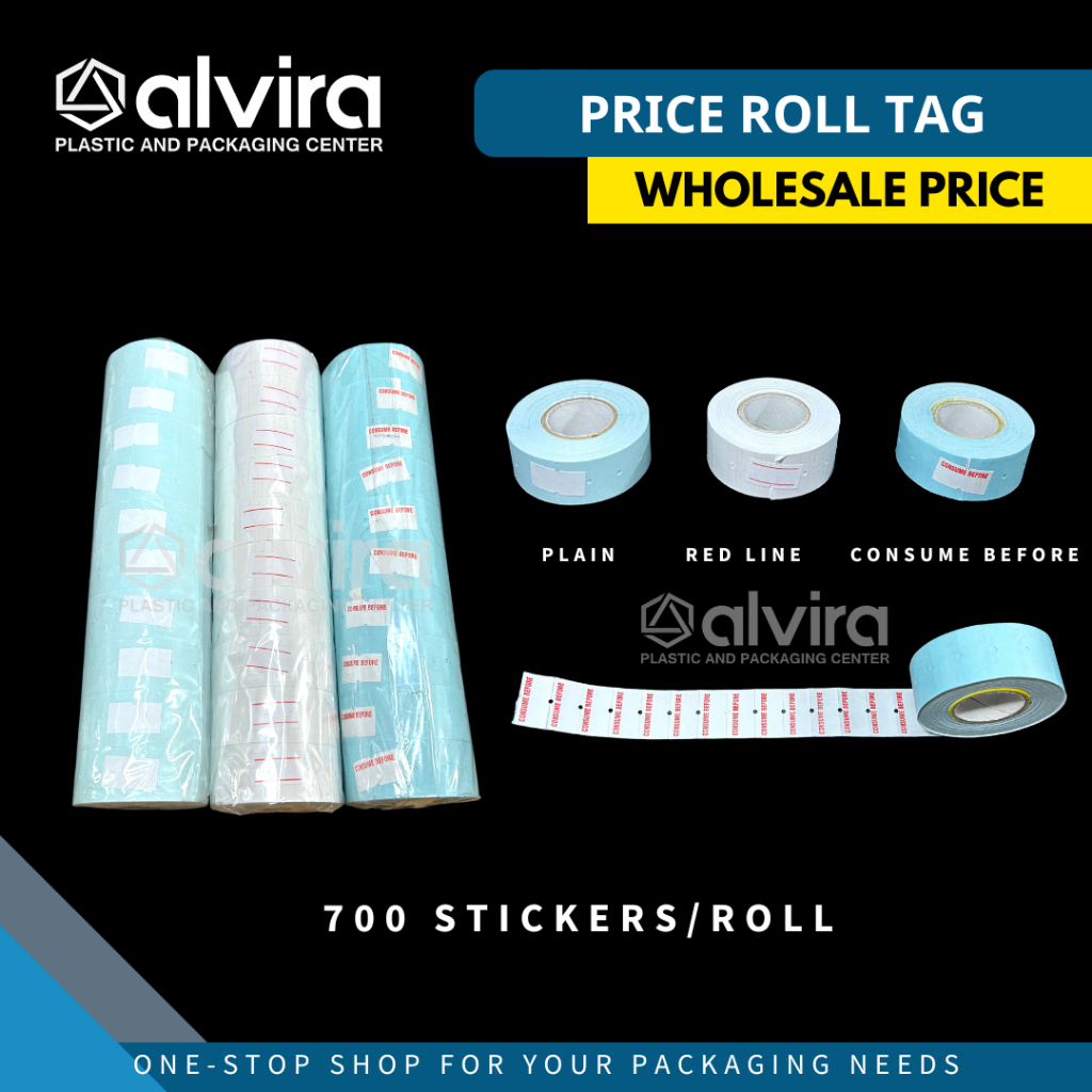 Price Tag Roll (Plain, Red line and Consume Before) 700 Sticker ...