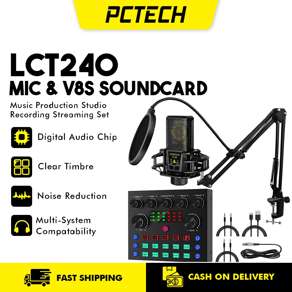 Popcorn LCT240 Premium High-Frequency Microphone with V8S sound card ...
