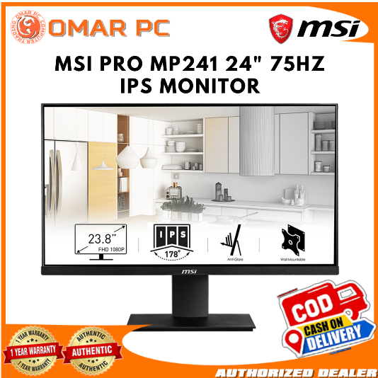 BRANDNEW MSI MP241 24 INCHES 75HZ IPS FRAMELESS MONITOR | Shopee ...