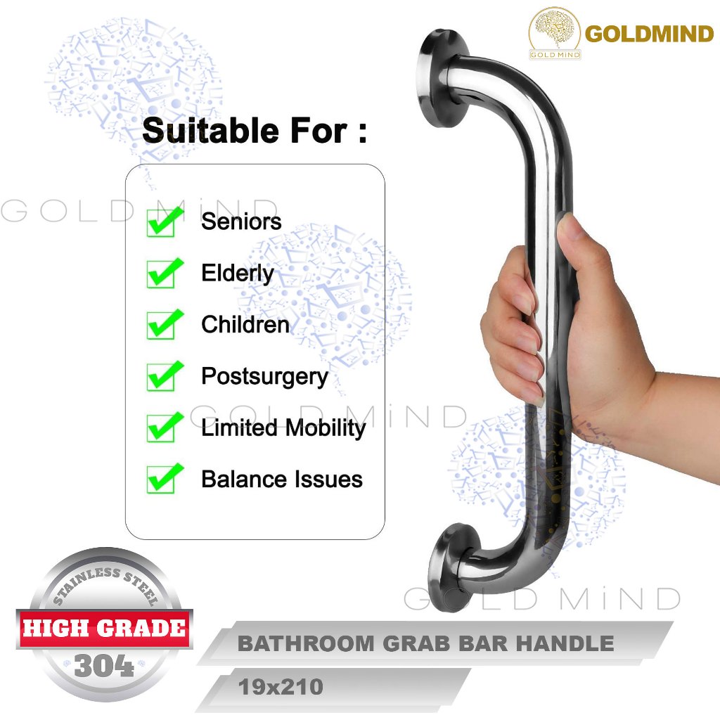Grab Bar Handrail Stainless Steel 304, Bathroom Safety Handles Shower ...