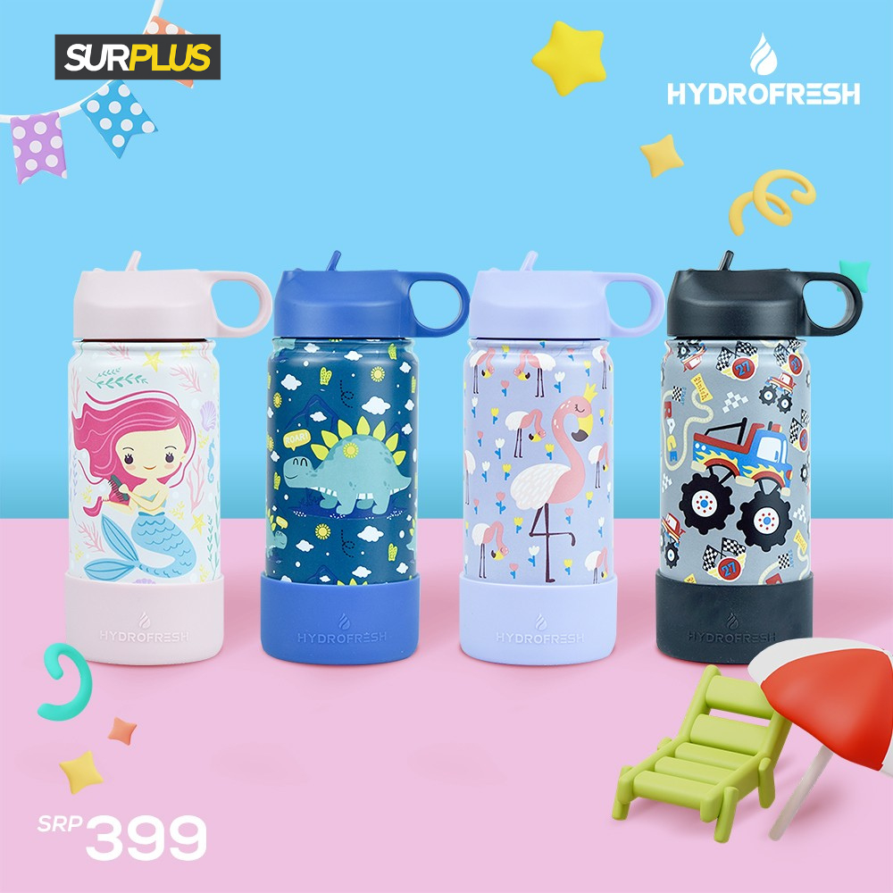 Surplus Hydrofresh Kids Printed Flask with Straw 430mL With Silicon ...
