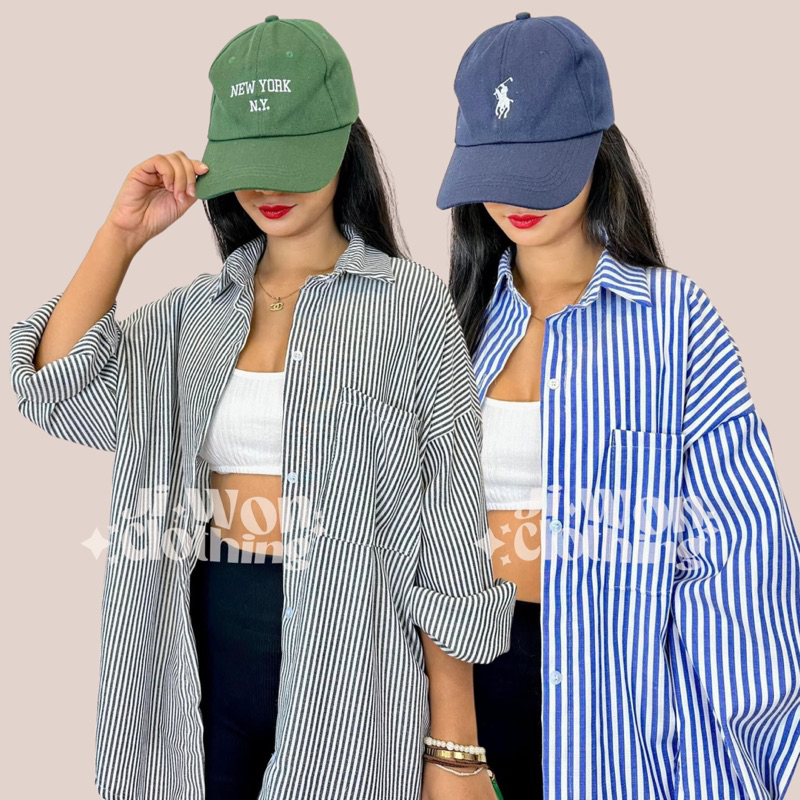Kai Oversized Polo (S-XL) Unisex Trendy Cover Up Striped Polo ...