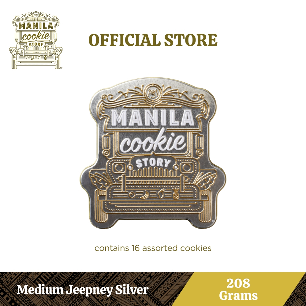 Manila Cookie Story Medium Jeepney (Silver) Tin Gift cookies 16 ...