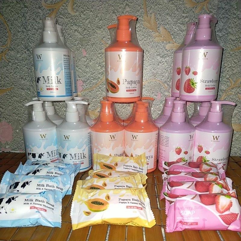 3pcs Worada Lotion (papaya,milk, strawberry) | Shopee Philippines