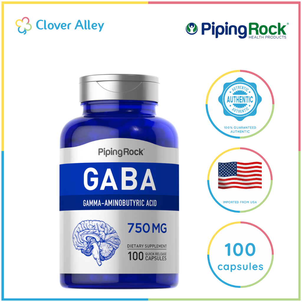 Pipingrock GABA (Gamma-Aminobutyric Acid), 750mg, 100pcs (07/2024 expiry) | Shopee Philippines