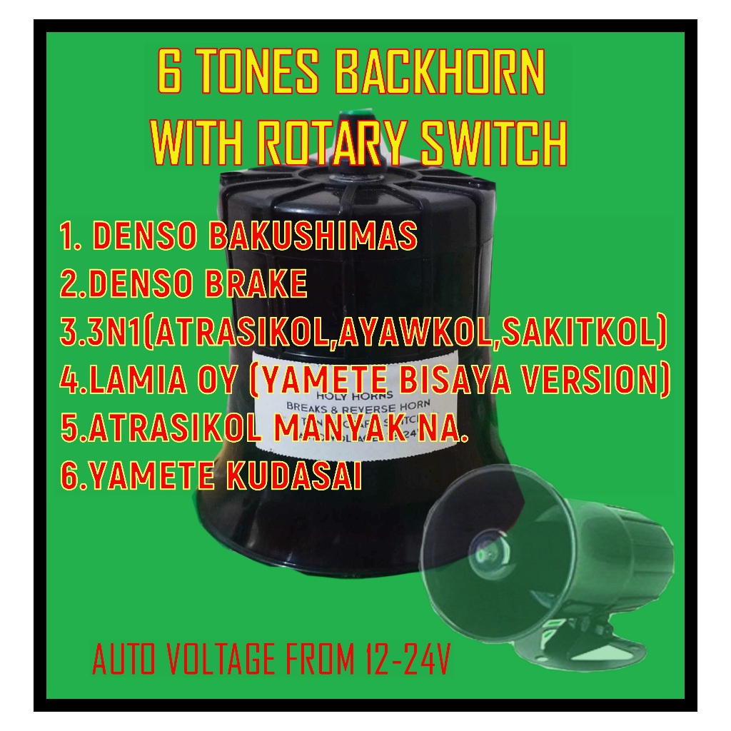 ⭐6 TONES with ROTARY SWITCH⭐BACKHORN • BREAK HORN 12-24V FOR ALL ...