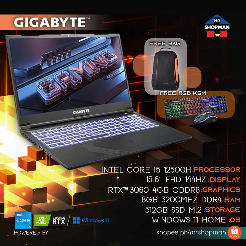 Gigabyte G5 KE 52PH263SH Intel Core i5 12500H | RTX 3060 | 15.6" 144Hz ...