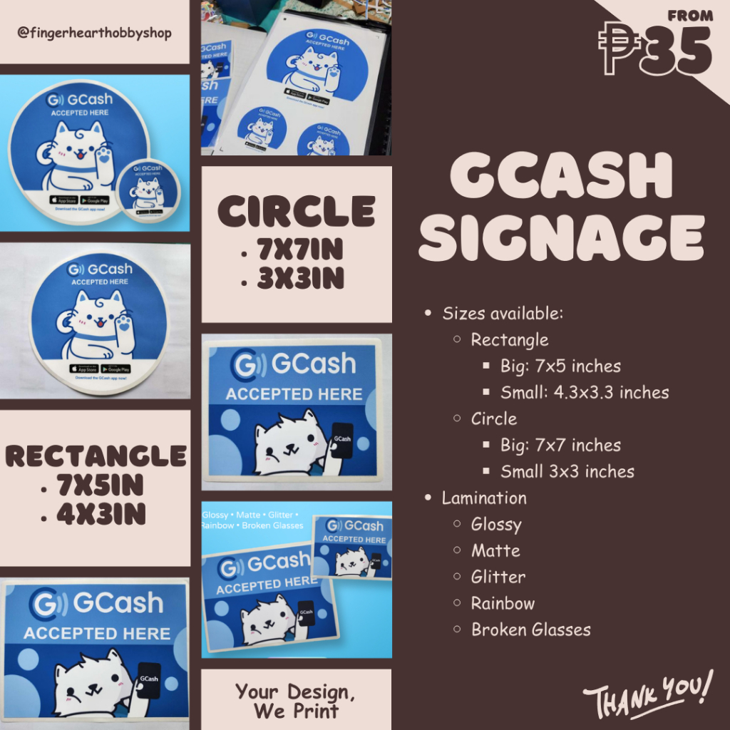 GCash Accepted Here Sticker Signage with Lamination - Circle or ...