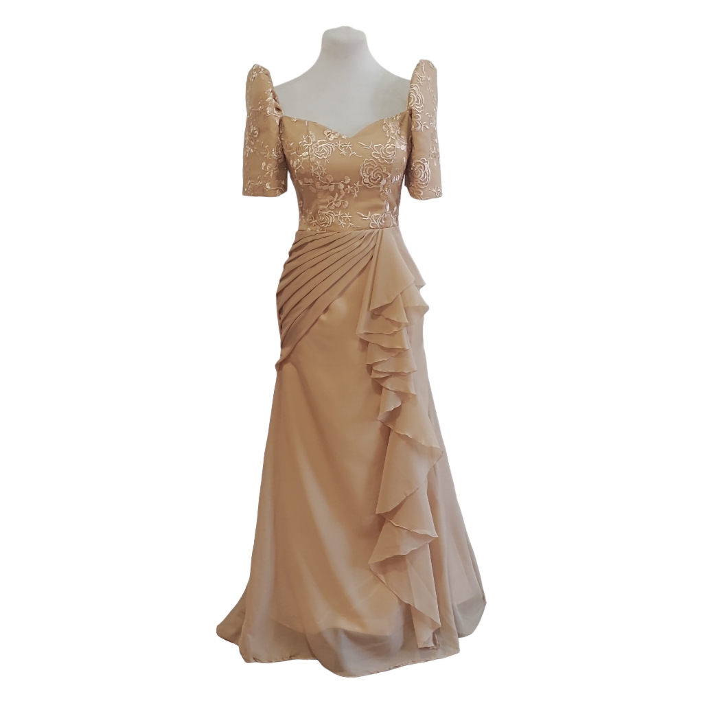 Modern Filipiniana Dress Lace Top High-multi Chiffon Fabric | Shopee ...