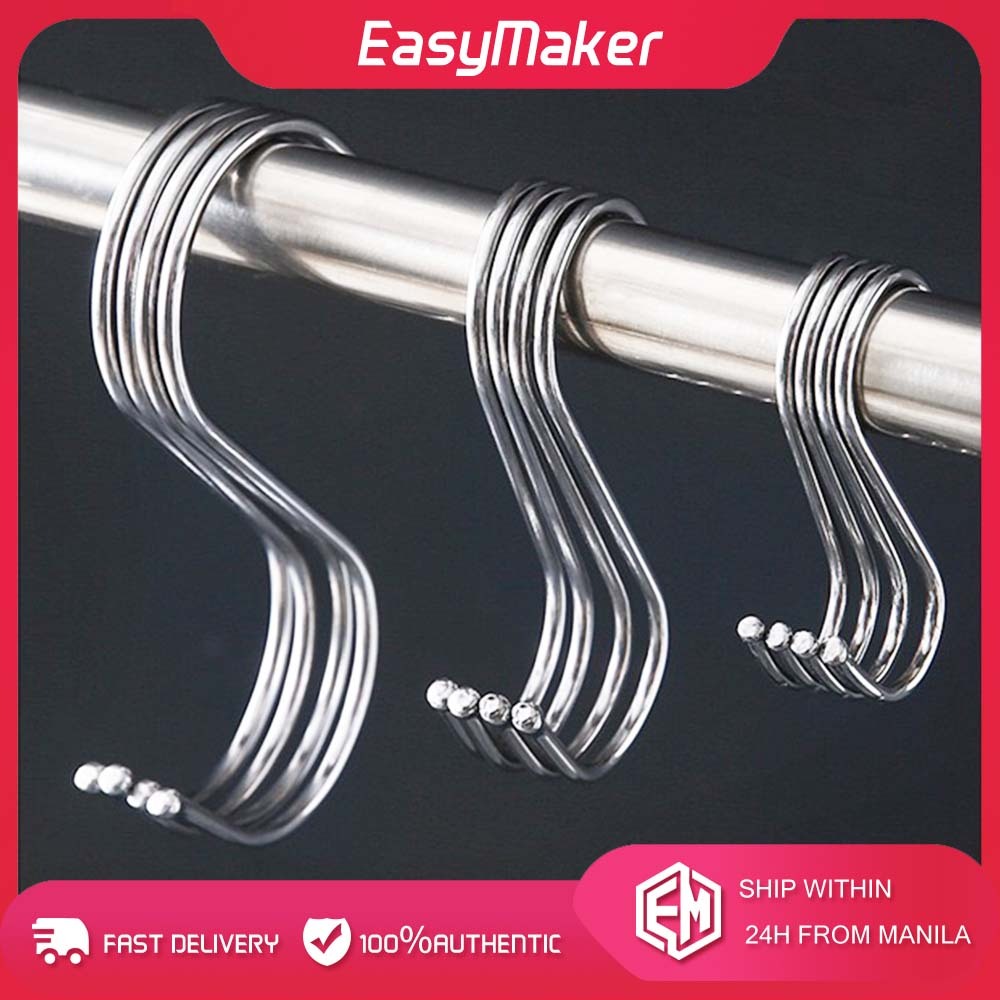 [Buy 5 Take 5] Stainless Steel Metal S-Shaped Hooks Multi-Purpose Heavy ...