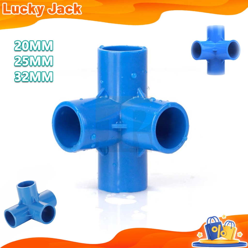 PVC Blue Stereoscopic Four-Way Water Pipe Fittings 1/2inch To 1inch ...