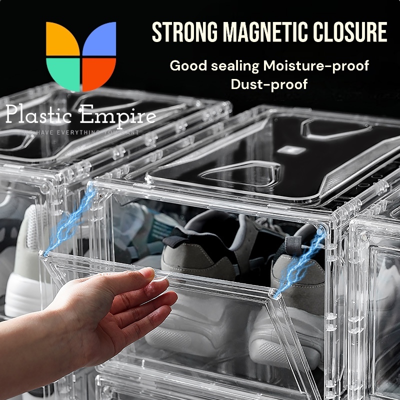 Magnetic Acrylic Shoe Box Durable Clear Transparents Shoe Storage Box ...