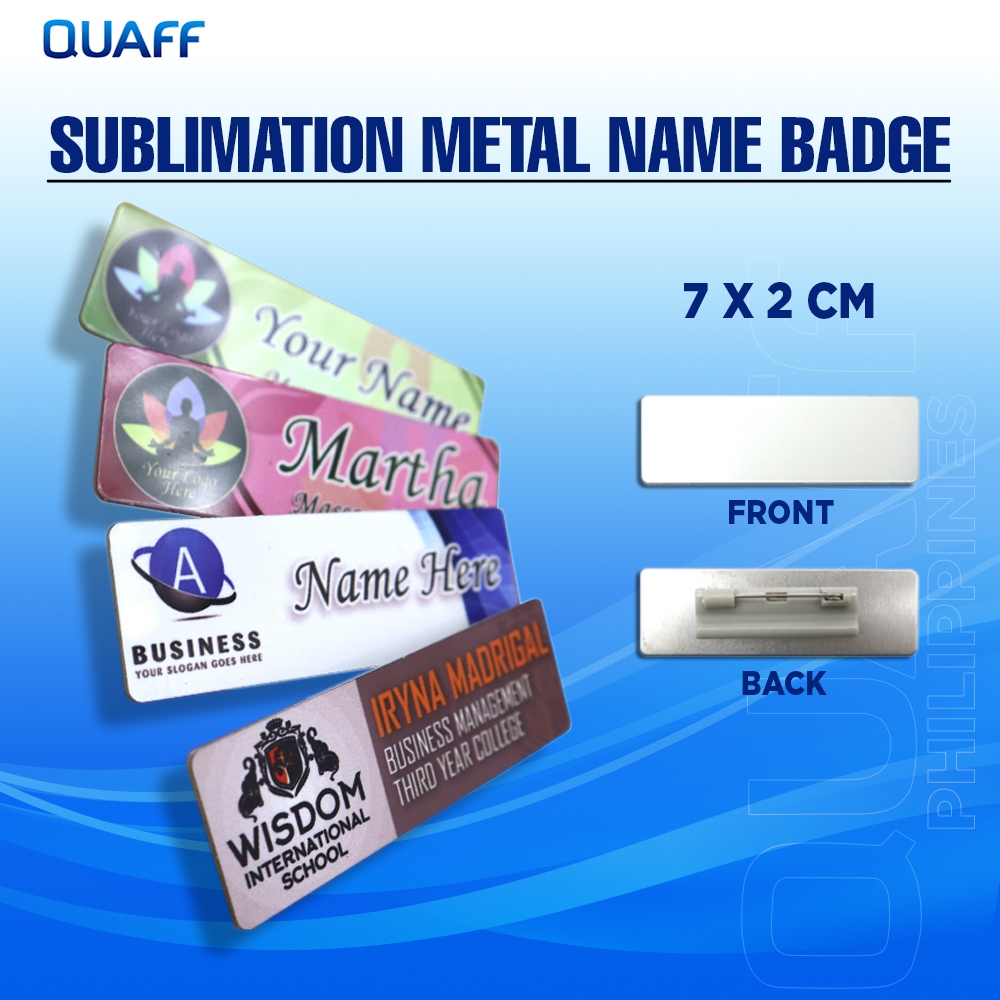 QUAFF Sublimation Metal Name Badge with Pin 7x2cm (5pcs) | Shopee ...