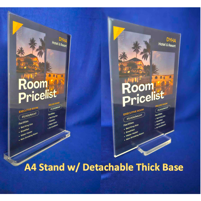 Acrylic Sign Holder with thick Acrylic Base A4 size - 8.27 x 11 ...