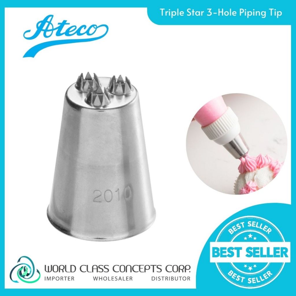 Ateco Triple Star 3-Hole Piping Tip Stainless Steel Icing Tip (1pc ...