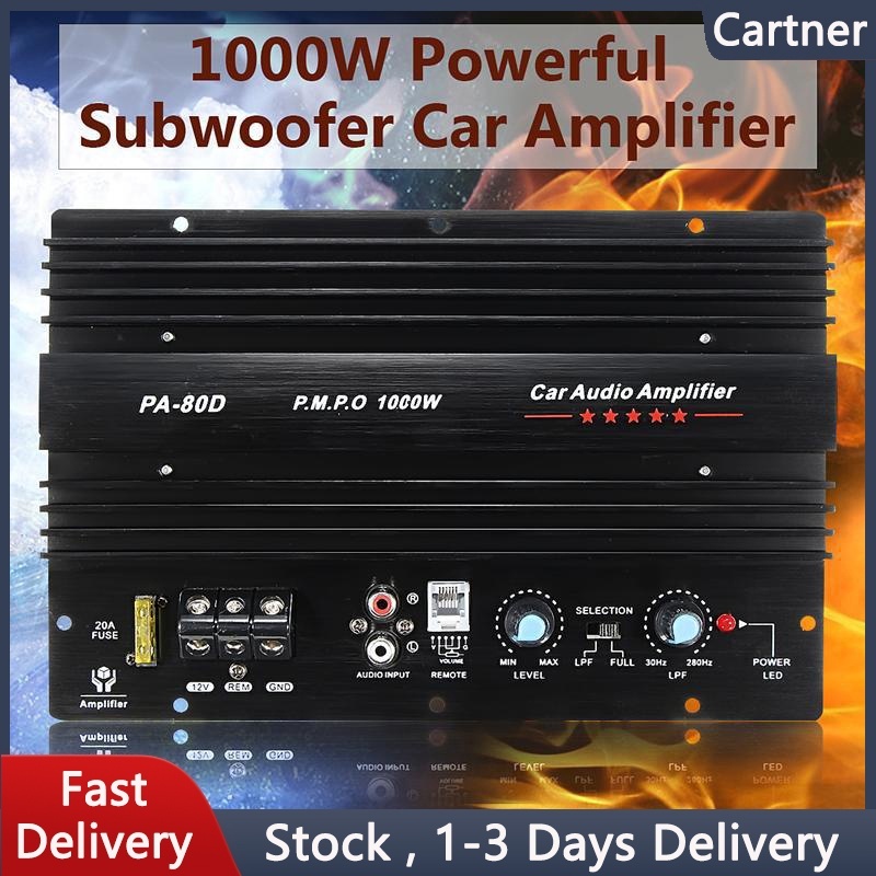 12V 1000W High Power Car Audio Amplifier Stereo System with Bass ...