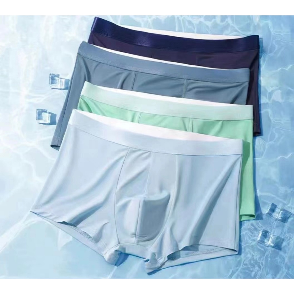 4pcs Plain Cool Silk Fashion Men's Boxer Brief Set High Quality ...