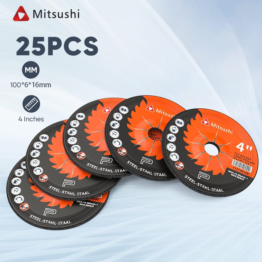Mitsushi 4 Inches Steel Grinding Disc 25Pcs. For Angle Grinder (100mm x ...