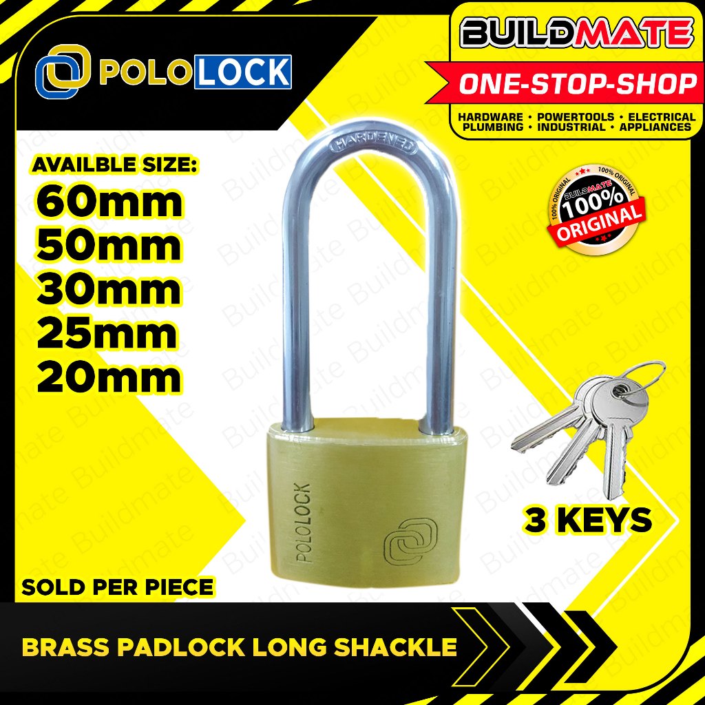 BUILDMATE Pololock Brass Padlock LONG Shackle 20MM - 60MM Anti-Theft ...
