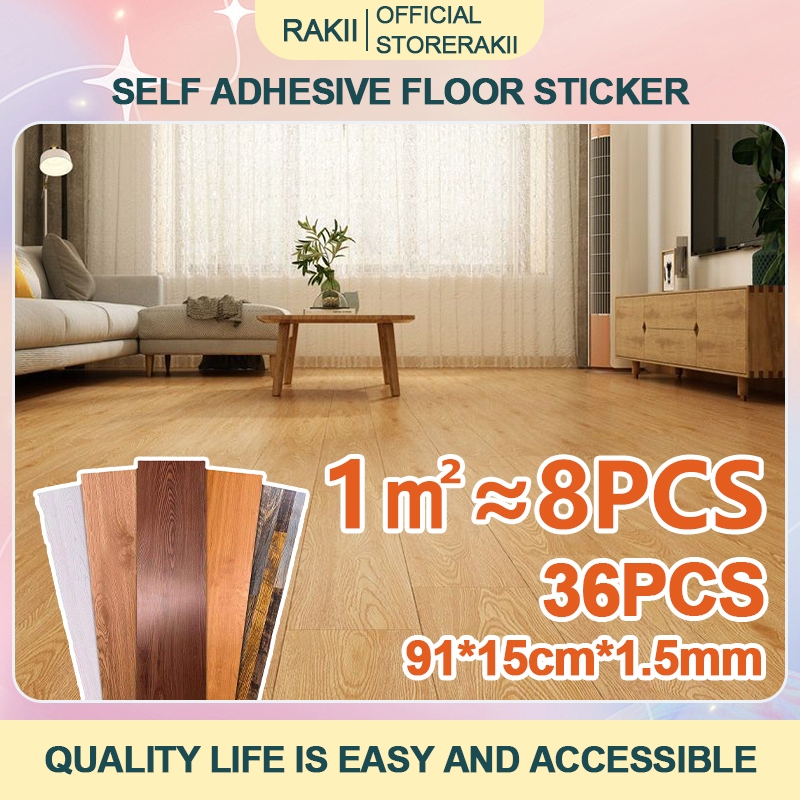 36pcs 3D Vinyl Floor Stickers (91*15cm) Self Adhesive PVC Waterproof ...