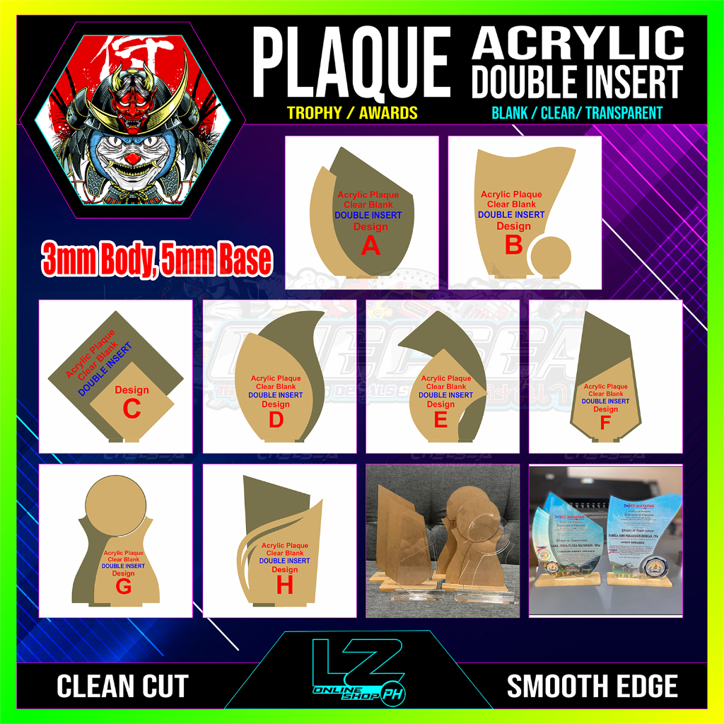 Plaque Double Insert Blank Acrylic Clear / Transparent, Trophy, Awards ...