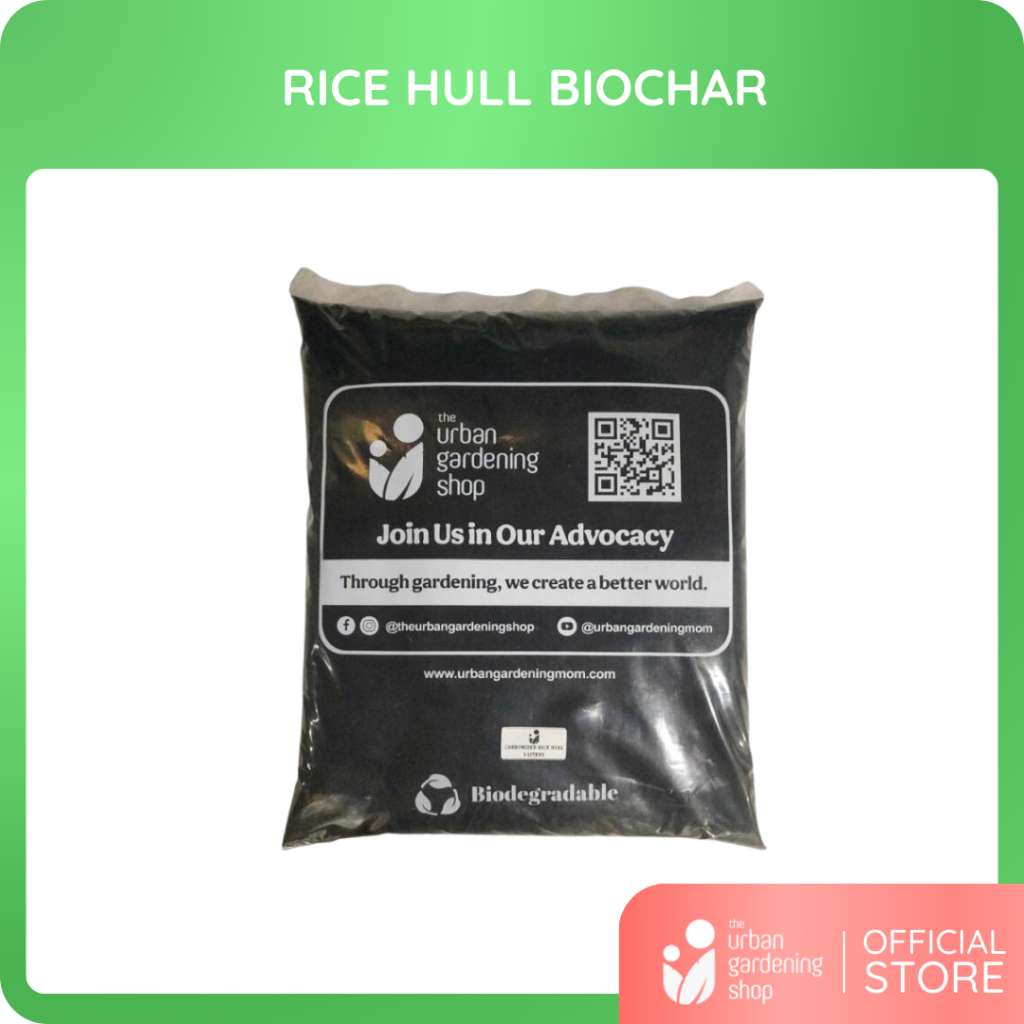 THE URBAN GARDENING SHOP 8-liter RIce Husk Biochar (Carbonized Rice ...