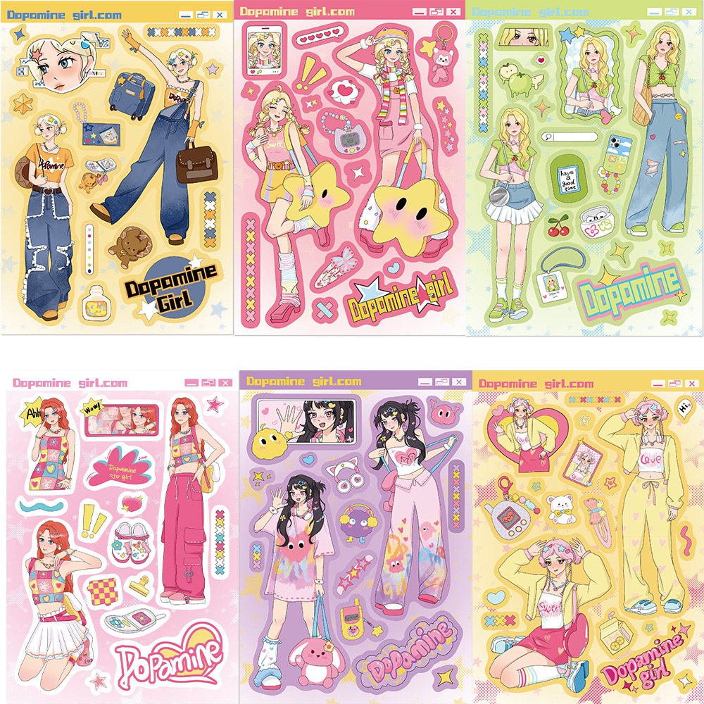 8PCS Cute fashion Girl Heart DIY Graffiti Stickers Hand Account Decals ...