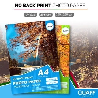 QUAFF No Back Print Inkjet Glossy Photo Paper A4 Size 200gsm / 230gsm / 250gsm (20sheets/pack ...