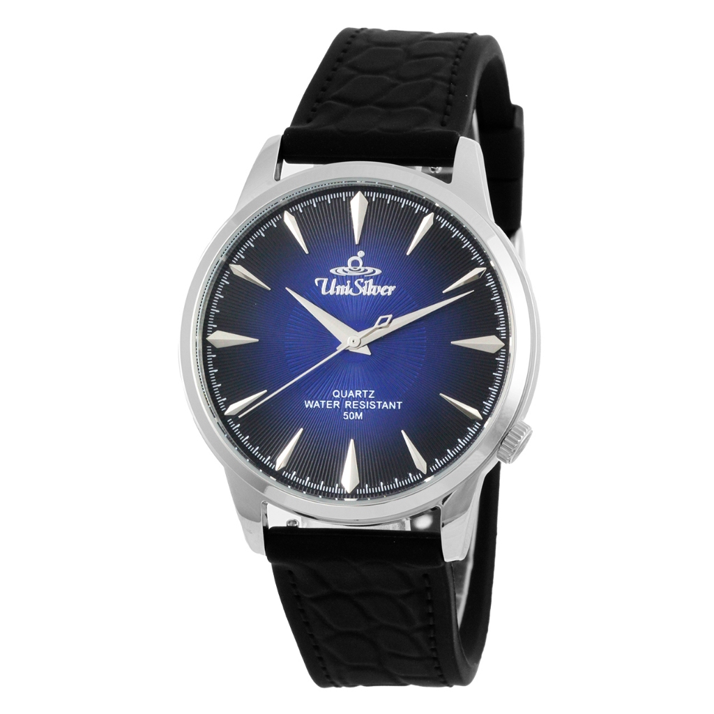 UniSIlver TIME Mens Analog Black / Blue rubber watch KW4892-1114 ...