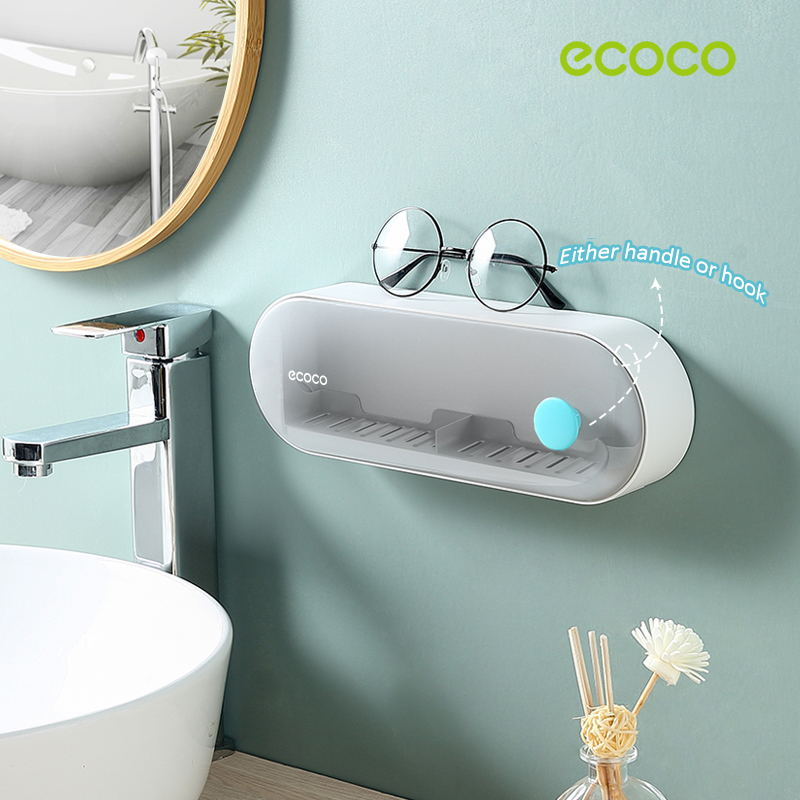 Ecoco Soap Holder Organizer Wall-mounted Flip Soap Rack with Cover Waterproof and Fast Drain 2 ...