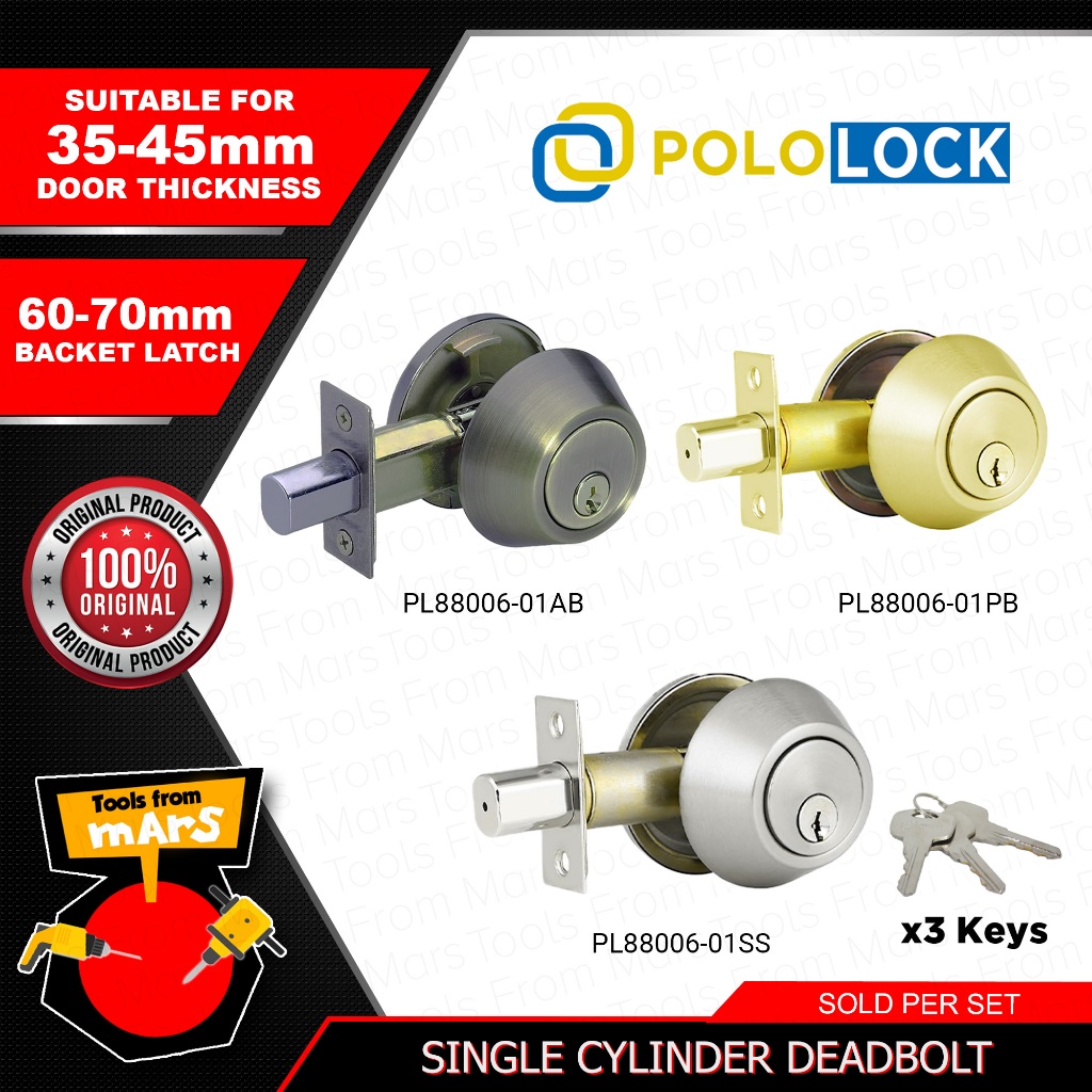 Pololock Single Deadbolt Lock Stainless Steel Thumb Turn Lock Home Door ...