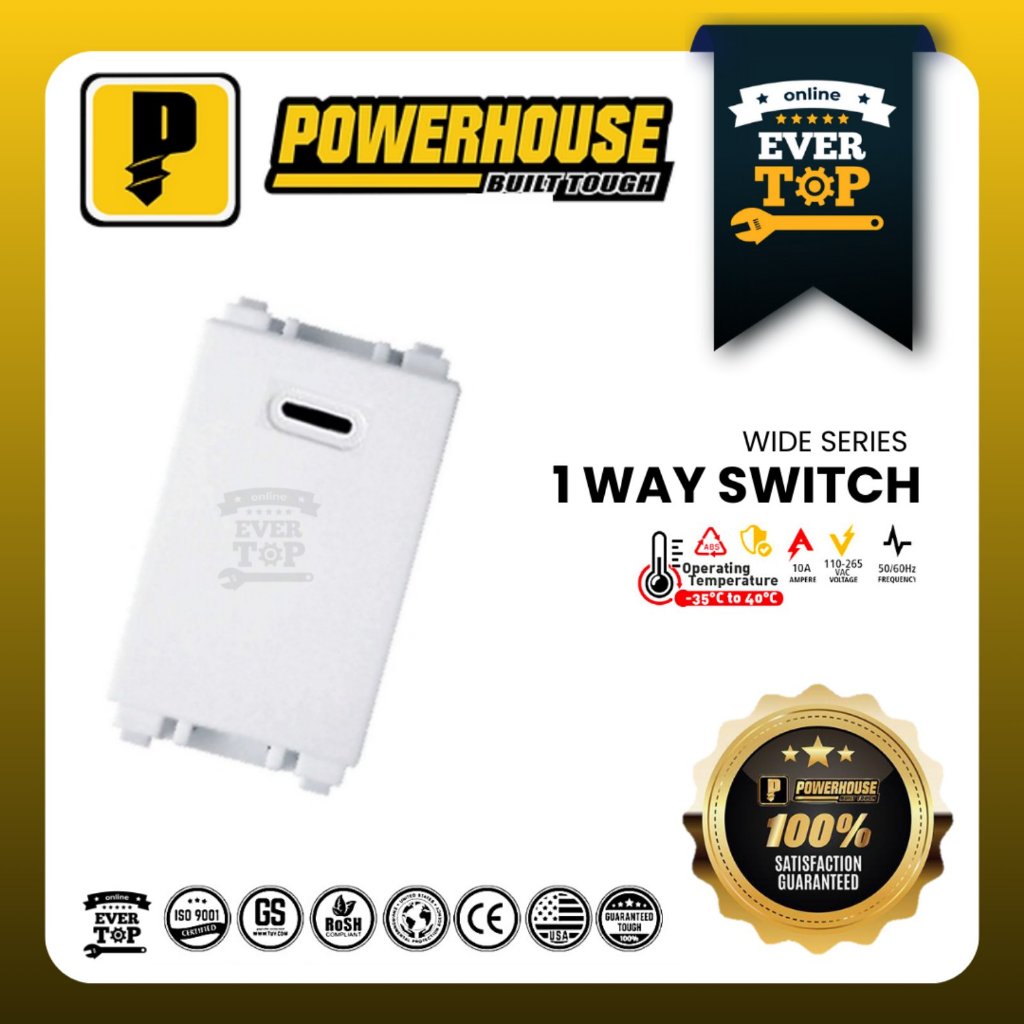 1-WAY SWITCH POWERHOUSE ELECTRIC 24mm (250V/10A)(LHWD-200) (1PC ...
